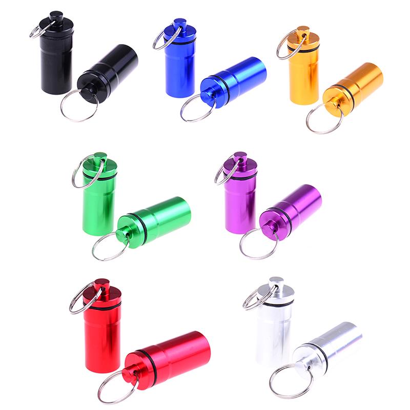 2Pcs Waterproof Aluminum Portable Pill Box Case Bottle Cache Holder ...