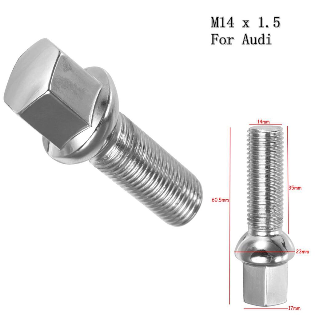 Buy 2X M14 X 1.5 35Mm 17Mm Silver Radius Aolly Wheel Nuts Bolts Thread ...
