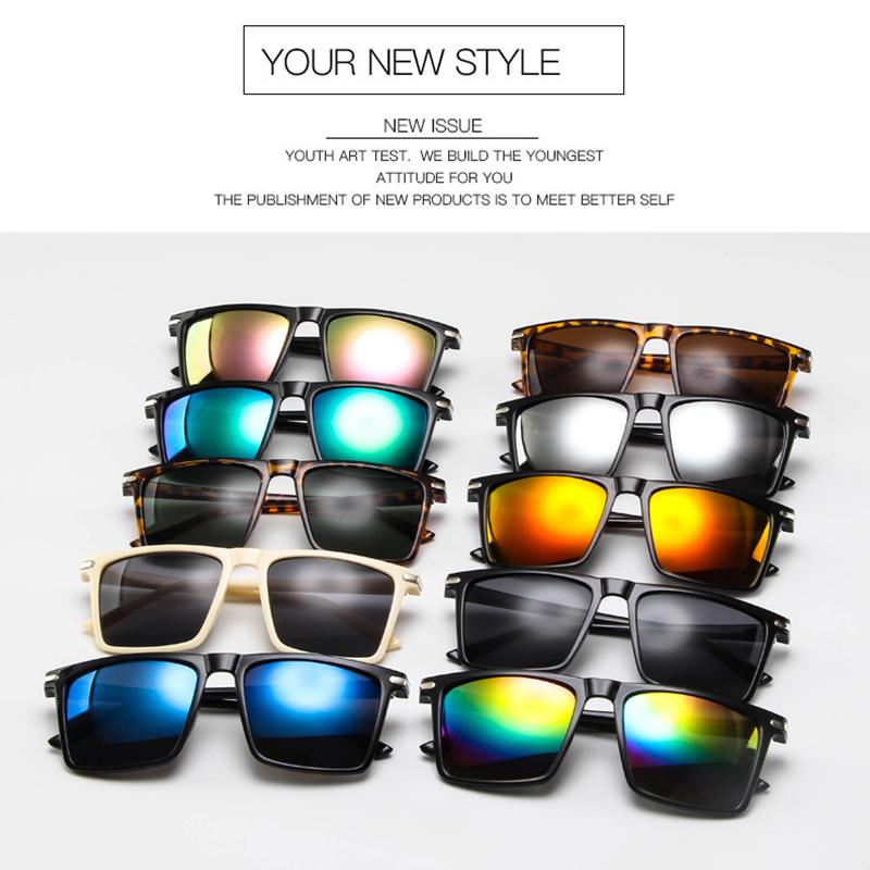 Buy Classic Mens Sunglasses Womens Square Reflective Sunglasses Mirror ...