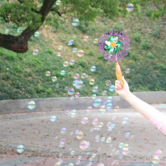 Buy Children Handheld Windmill Manual Bubble Blowing Wand Stick Kids ...