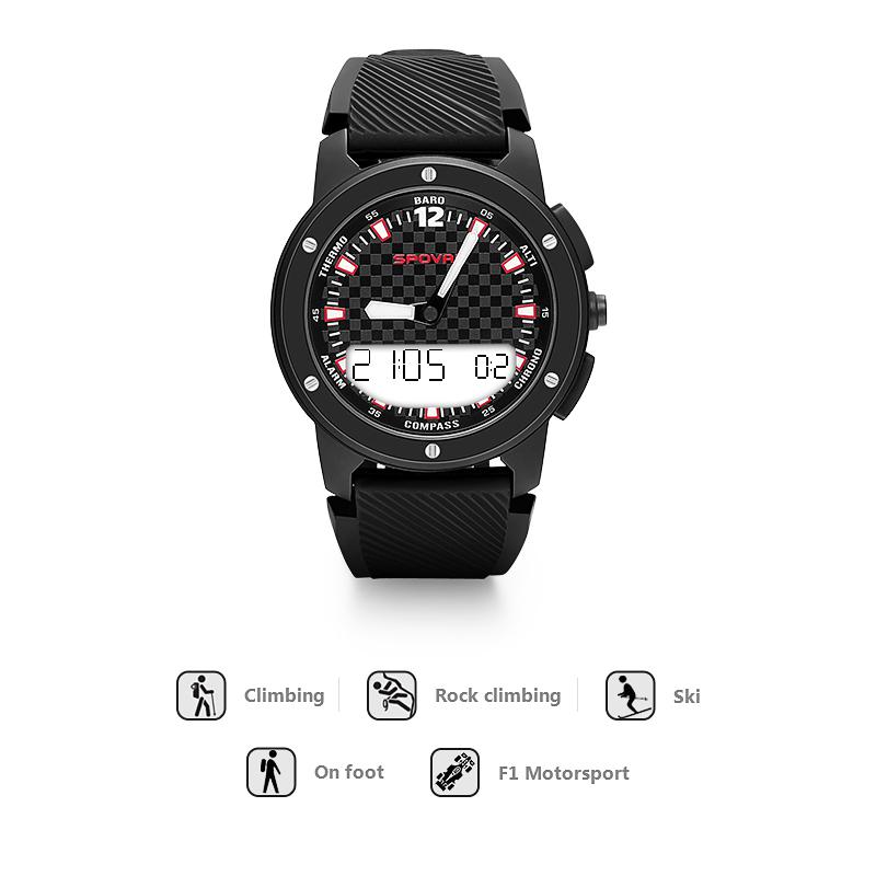 Buy SPOVAN GEMINI Double Display Watch With Compass/Waterproof/LED ...