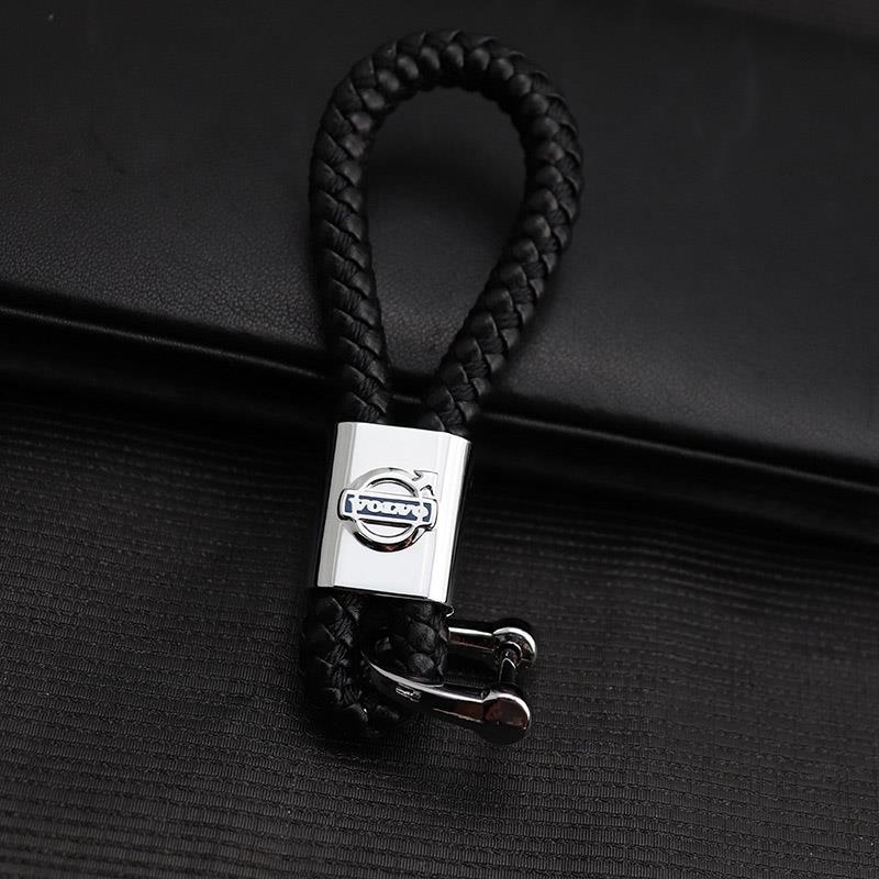 Buy 1PC Hand Woven Leather Car KeyChain Key Ring Detachable Metal ...