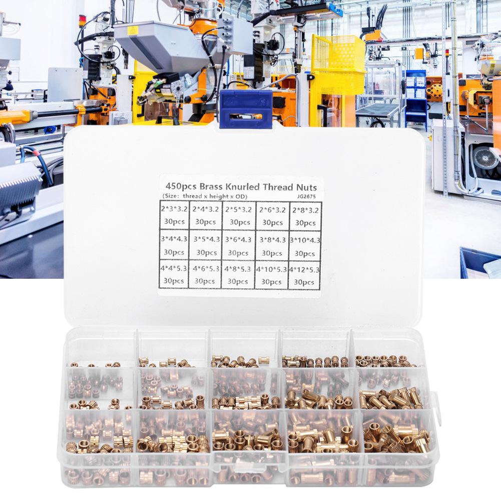 Buy 450 Pcs Insert Nut Brass High Hardness Corrosion Resistant Knurled ...