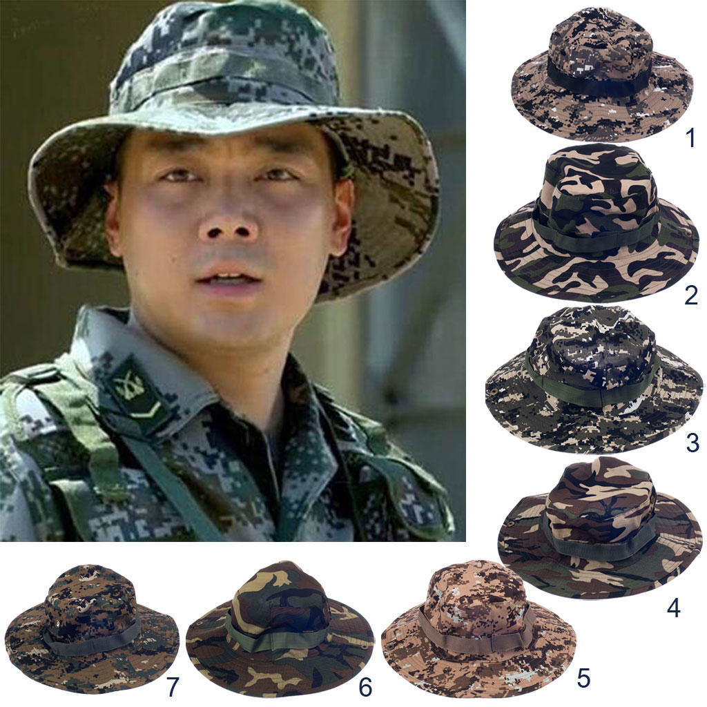 Buy Mens Camo Military Boonie Cap Sun Bucket Brim Army Fishing Hiking ...