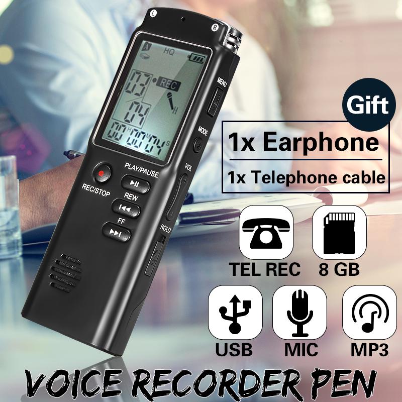 Buy 8GB Voice Recorder Rechargeable LCD Digital Audio Sound Recorder ...