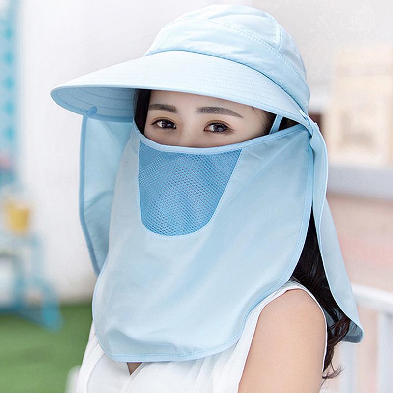 Buy Summer Mask Cap Protection Sun Hats Women Neck Face Wide-brim Hat ...