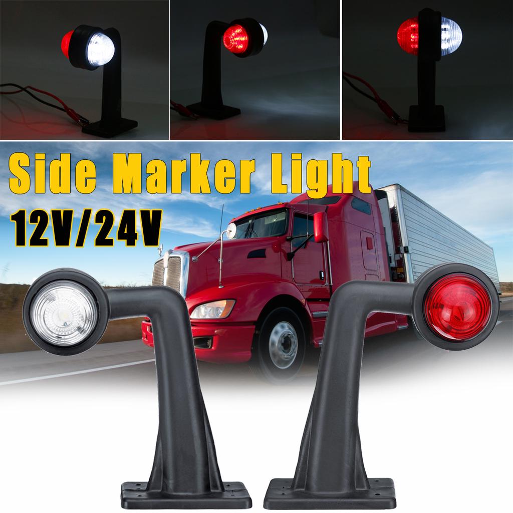 2Pcs LED Side Rubber Elbow Marker Light Lamp Outline Trailer Lorry LED ...