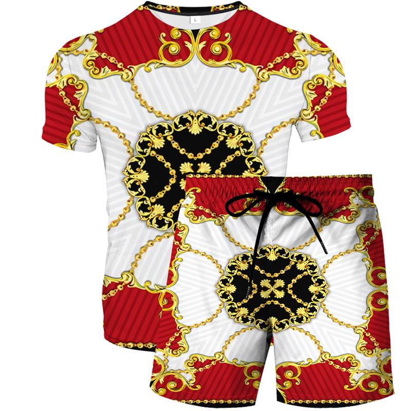 Buy Summer 3D Printed Men Sets Male T Shirt Shorts Set Tracksuit Beach ...