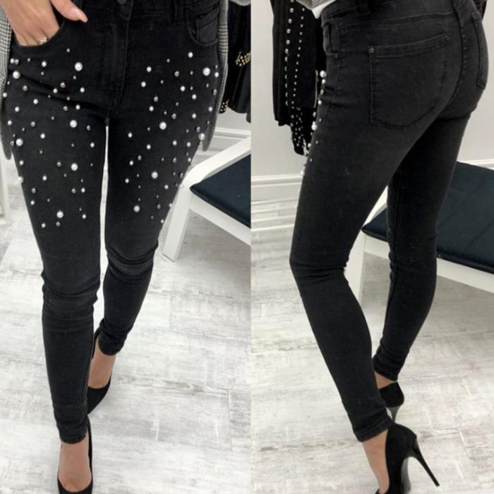 Satın alın Women Rose Embroidered Ripped Jeans Fashion Plus Size Female ...