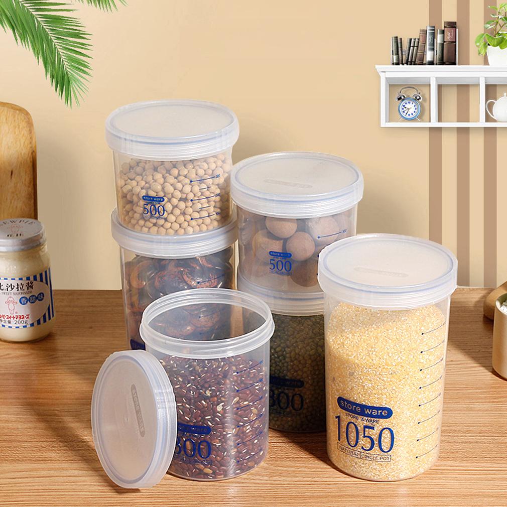 Kitchen Food Storage Box 500ML 800ML 1050ML Ring Bottles Transparent ...