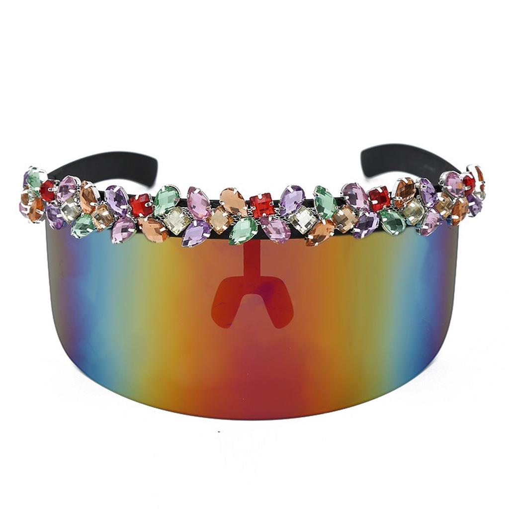 Buy Oversized Diamond Goggle Sunglasses Women One-piece Vintage Mirror ...