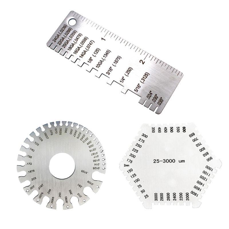 Buy 3pcs/set AWG SWG Wire Gauge Sheet Thickness Ruler Diameter Welding ...