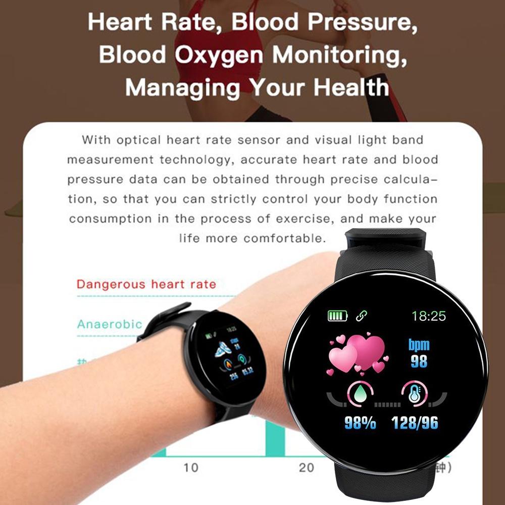 Buy D18 Bluetooth Watch Men Women Blood Pressure Smartwatch Sport ...