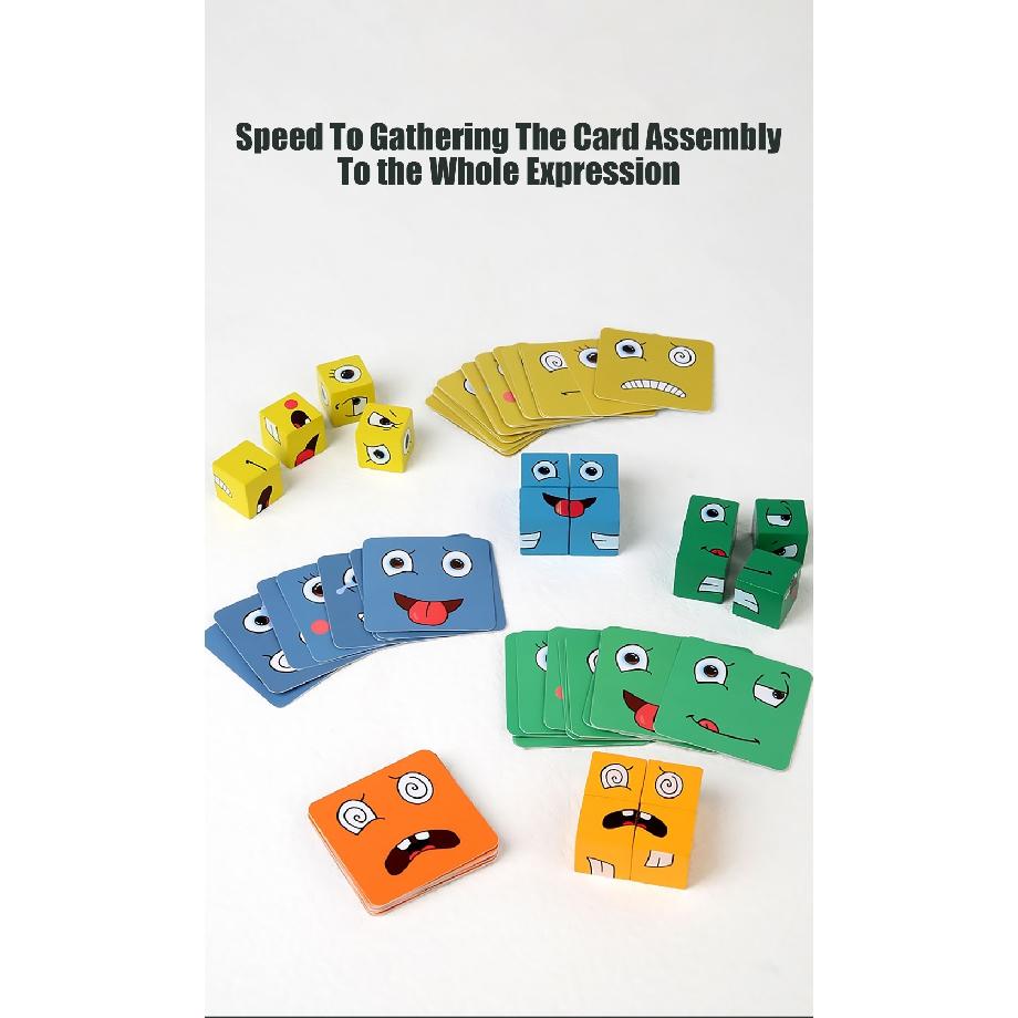 Cheap Kids Face Change Cube Game Montessori Expression Puzzle Building ...