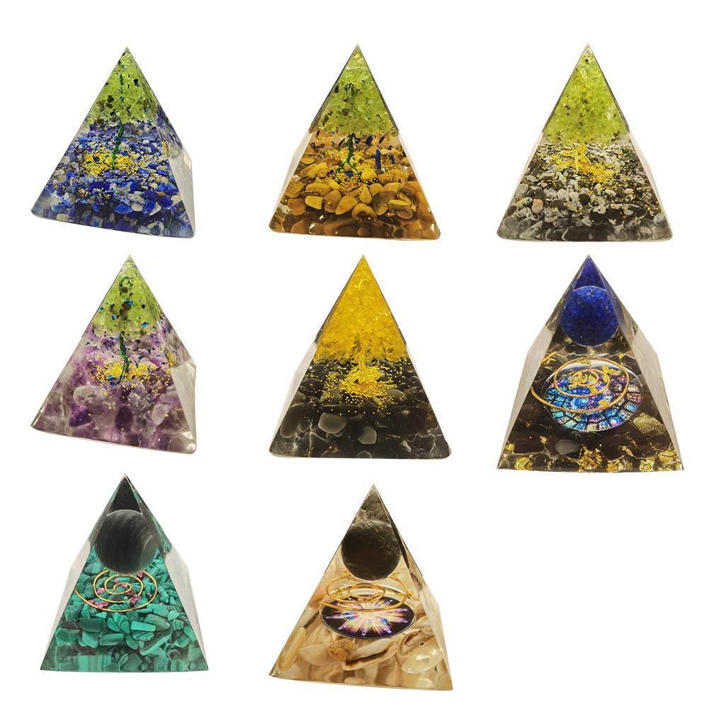 Buy Orgonite Pyramid Amethyst Peridot Tree of Life Healing Crystal ...