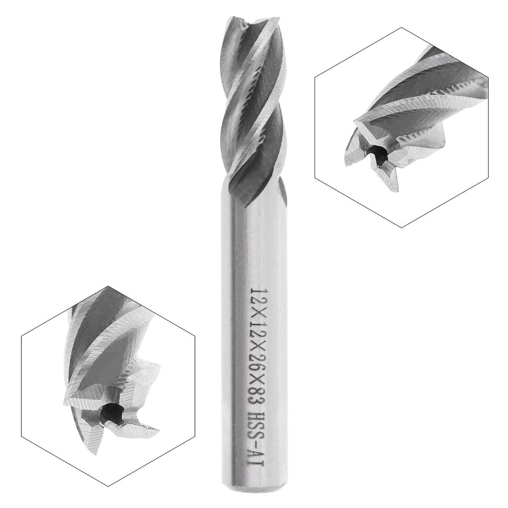 Buy 12mm 4 Flute HSS & Aluminum End Mill Cutter with Super Hard ...