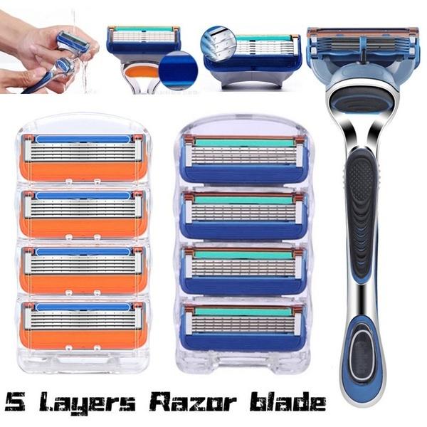 Buy 4pcs Mens 5 Layers Blades Shaving Razor Fusione Powerful Shaver ...
