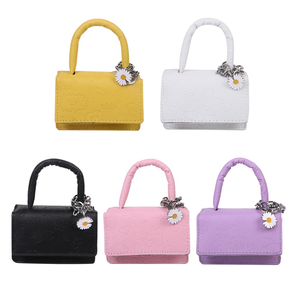 Buy Retro Women PU Pure Color Cartoon Embossing Daisy Shoulder ...