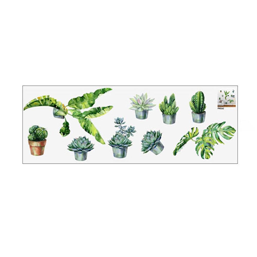1Pcs Cactus Potted Green Wall Stickers Fresh and Elegant Modern Art ...