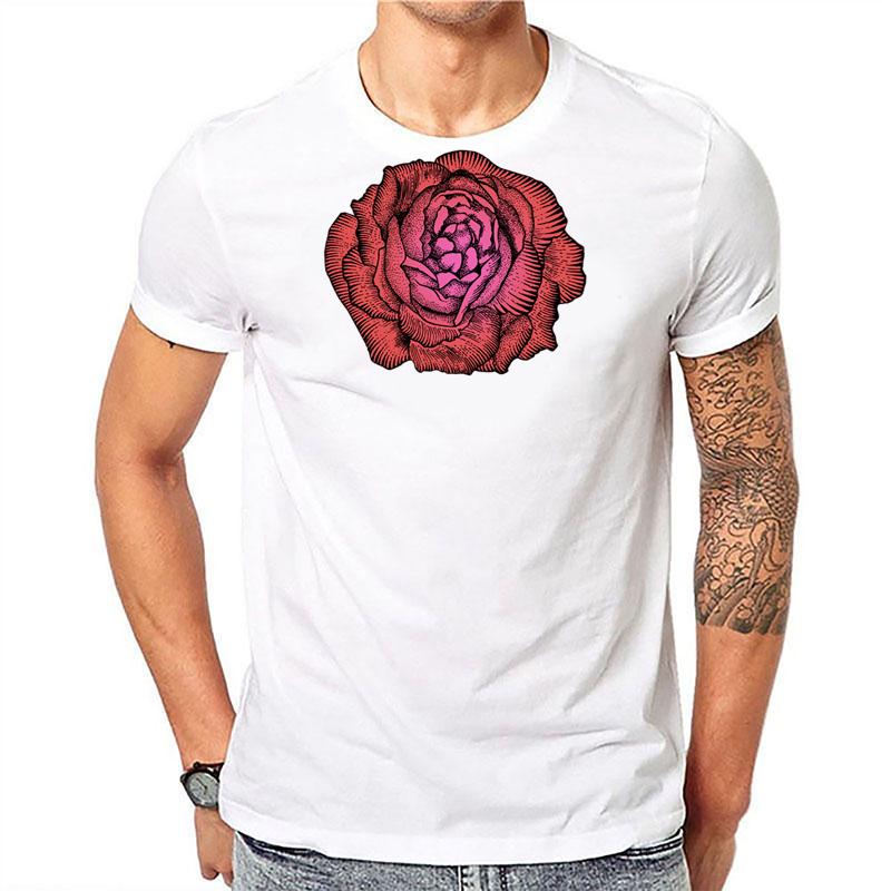 Buy Giant Rose Print Tshirt Men Gift For Husband Casual Short Sleeve ...