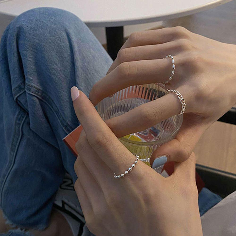 Buy Rings Chain Bear Love Heart Silver Bead Rings Women Jewelry Korean Style Rings Geometric ...