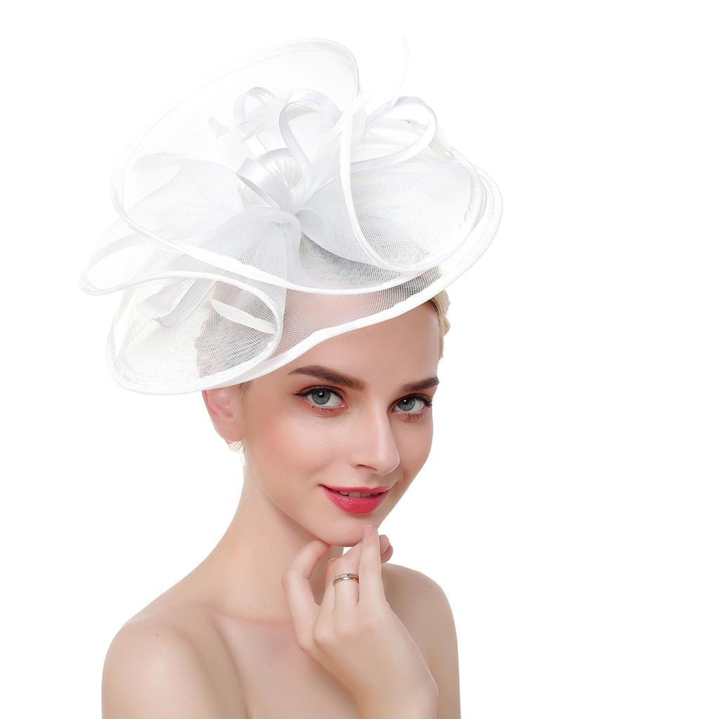 Buy Women' Feather Sinamay Net Hat Headband Fascinator Wedding Day ...