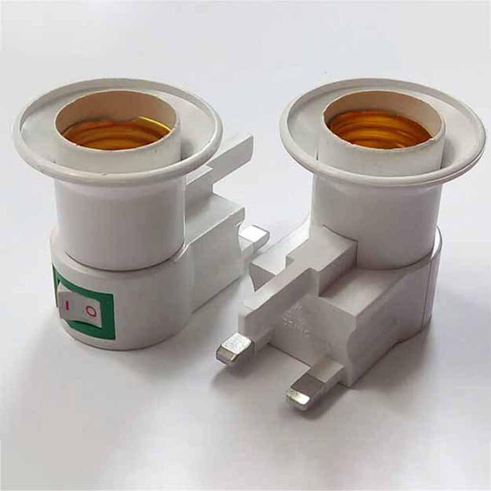UK AC Plug To E27 LED Light Lamp Bulbs Adapter Converter with ON/OFF ...