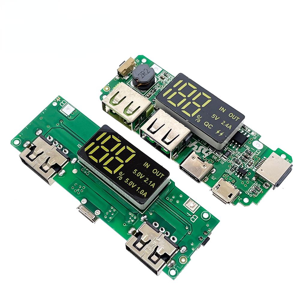 LED Dual USB 5V 2.4A Micro / Typ-C USB Mobile Power Bank 18650 ...