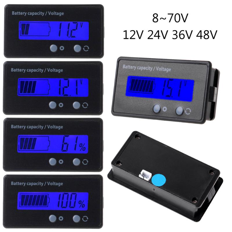 Buy 8-70V Blue LCD Acid Lead Lithium Battery Capacity Indicator ...