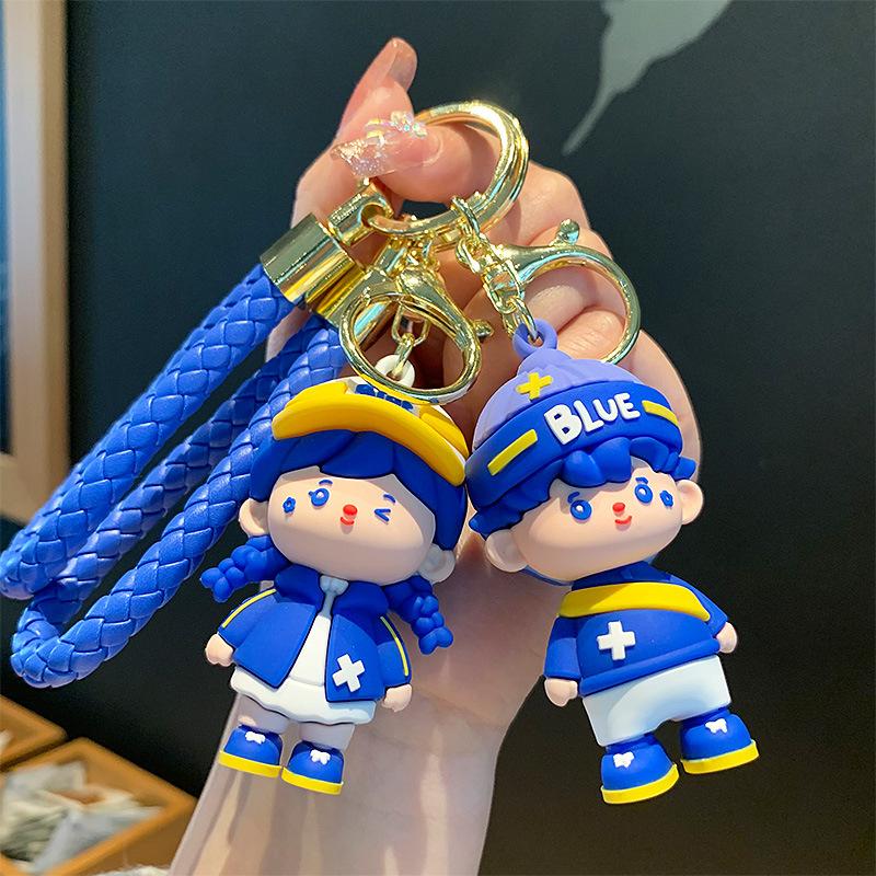 2022 New Creative Blue Couple Key Chain Pendant Cartoon Car Key Chain ...