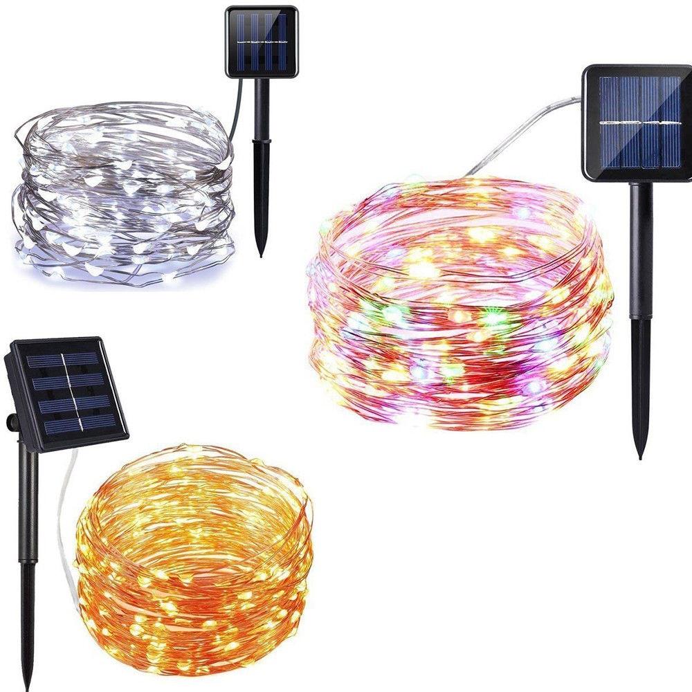 Buy Outdoor Solar Powered 33Ft 100 LED 10M Copper Wire Light String ...