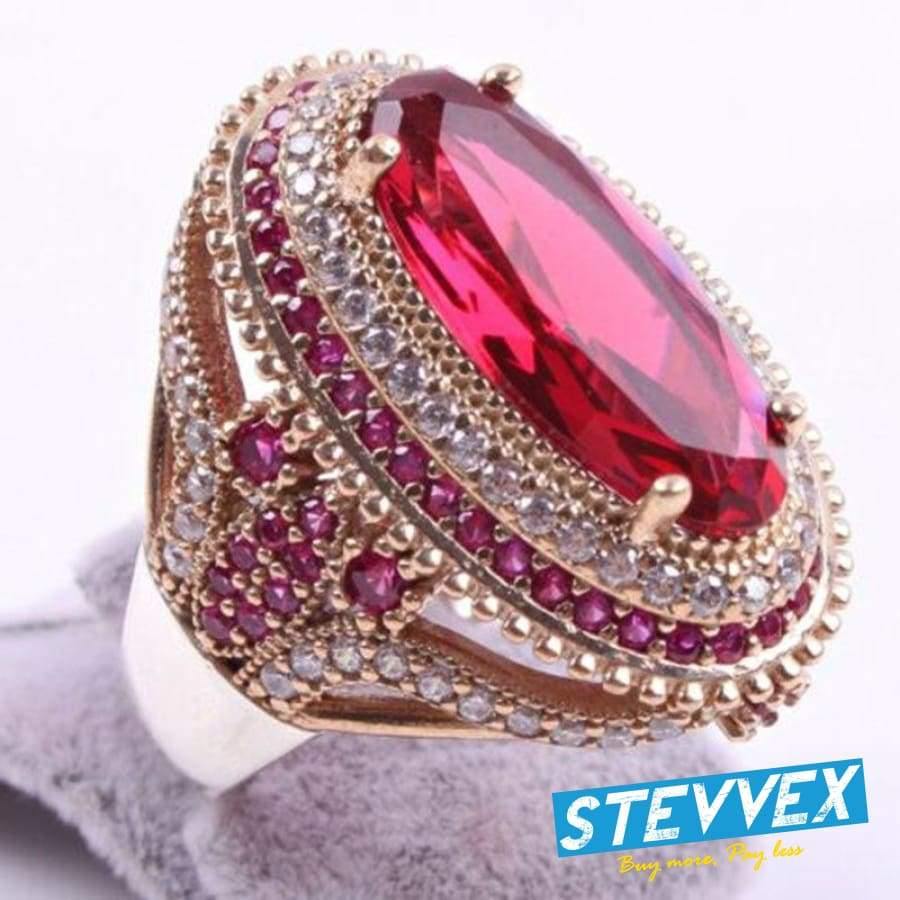 Buy Gorgeous Large Oval Pink Red Stone Elegant Rings For Women Luxury ...