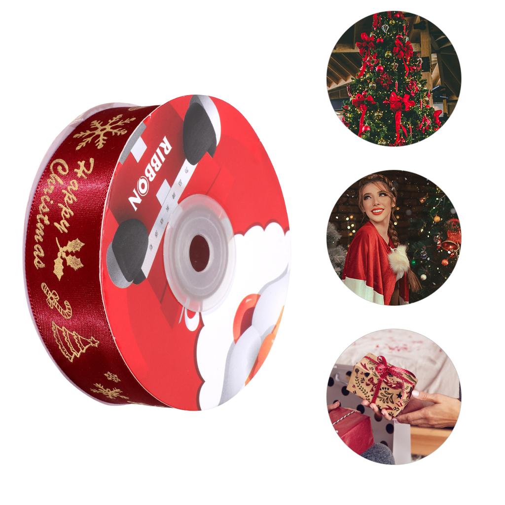 Buy Golden Printed Gift Polyester Ribbon Packing Ribbon Decor Christmas ...