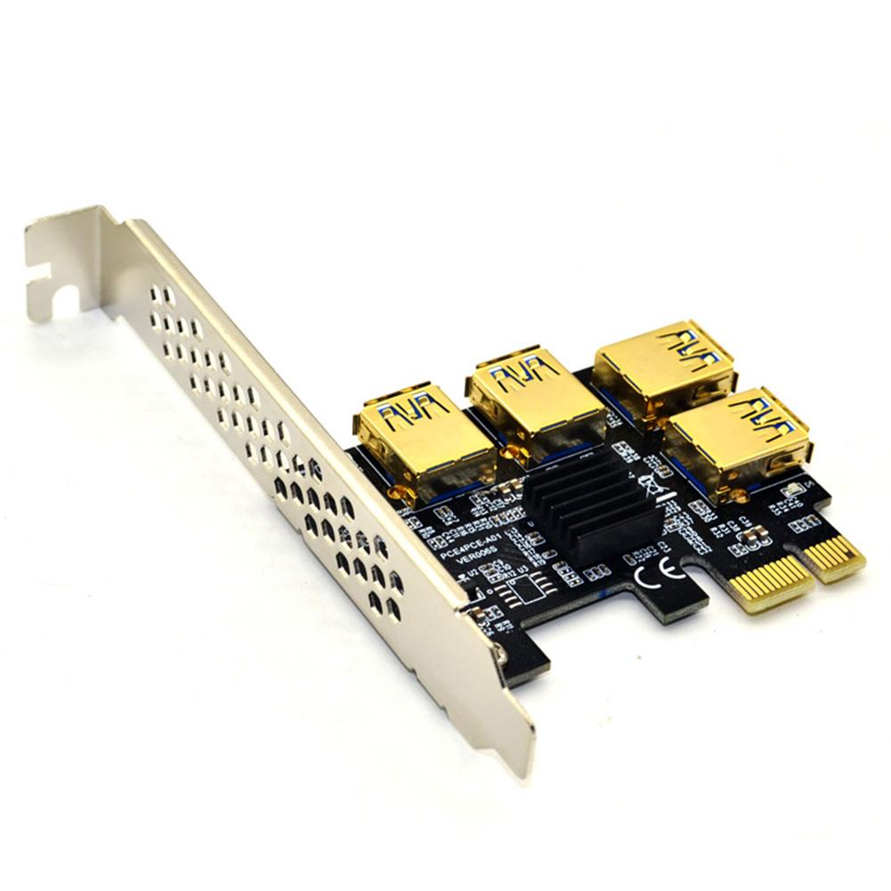 PCIe to PCIe Adapter PCI-Express 1x to 16x 1 to 4 USB 3.0 Mining Riser ...