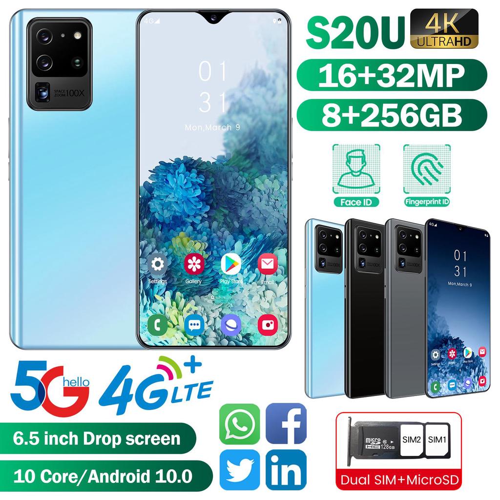 6.5inch S20U 8GB RAM 256GB ROM Smartphone Front Camera 16MP+ Rear ...