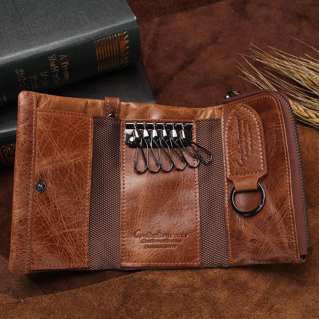 Buy CONTACT'S Genuine Leather Men Key Wallet Thin Male Purse Coin ...