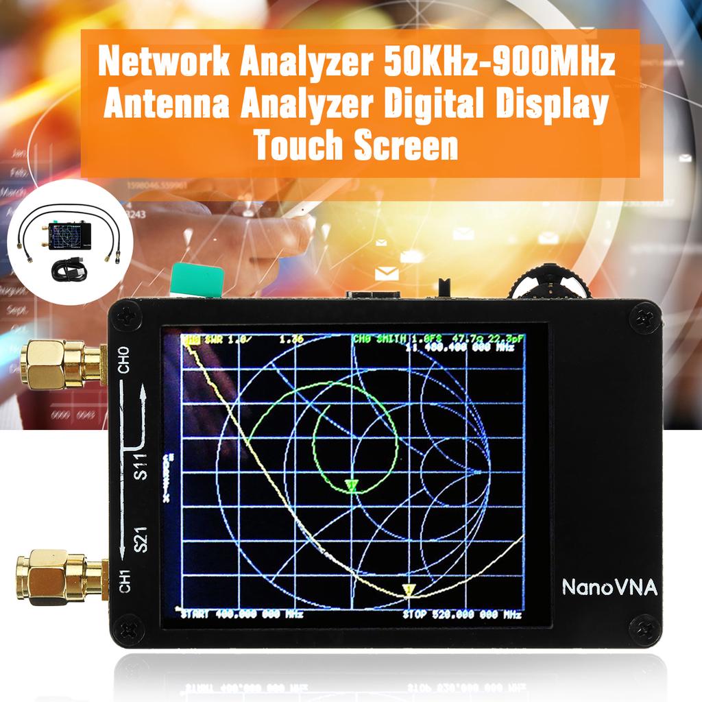 50-900MHz Nano VNA Antenna Network MF HF VHF UHF Shortwave Vector Analyzer Digital LCD Touch ...