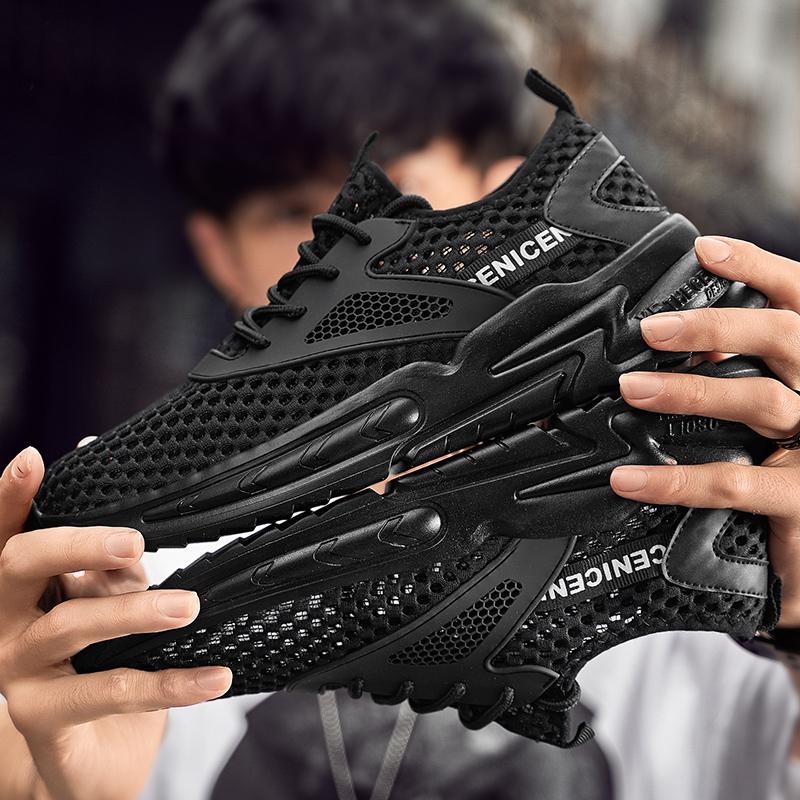 Buy New Summer Hollow Out Breathable Fashion Mesh Shoes Men's Thin Student Leisure Sports Mesh ...