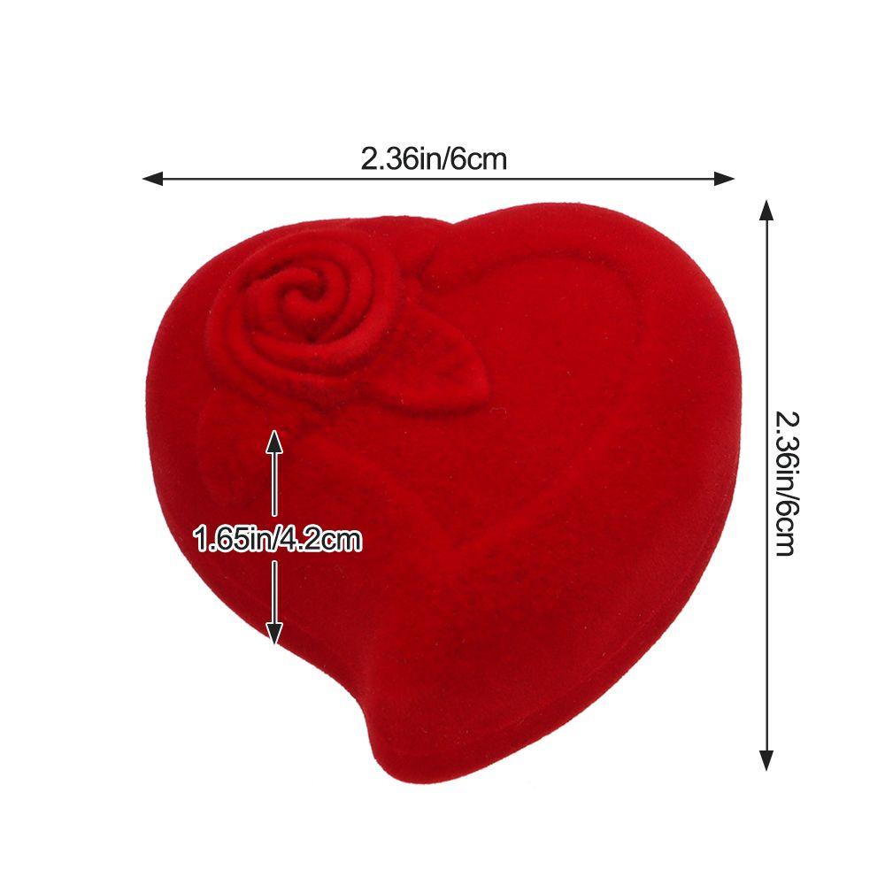 Buy Wedding Heart Shape Durable Double Ring Storage Box Velvet Jewelry ...