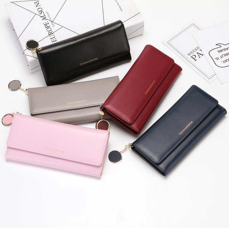 Buy Ladies Long Coin Purse Ladies Tri-fold Bag Multifunctional Wallet ...