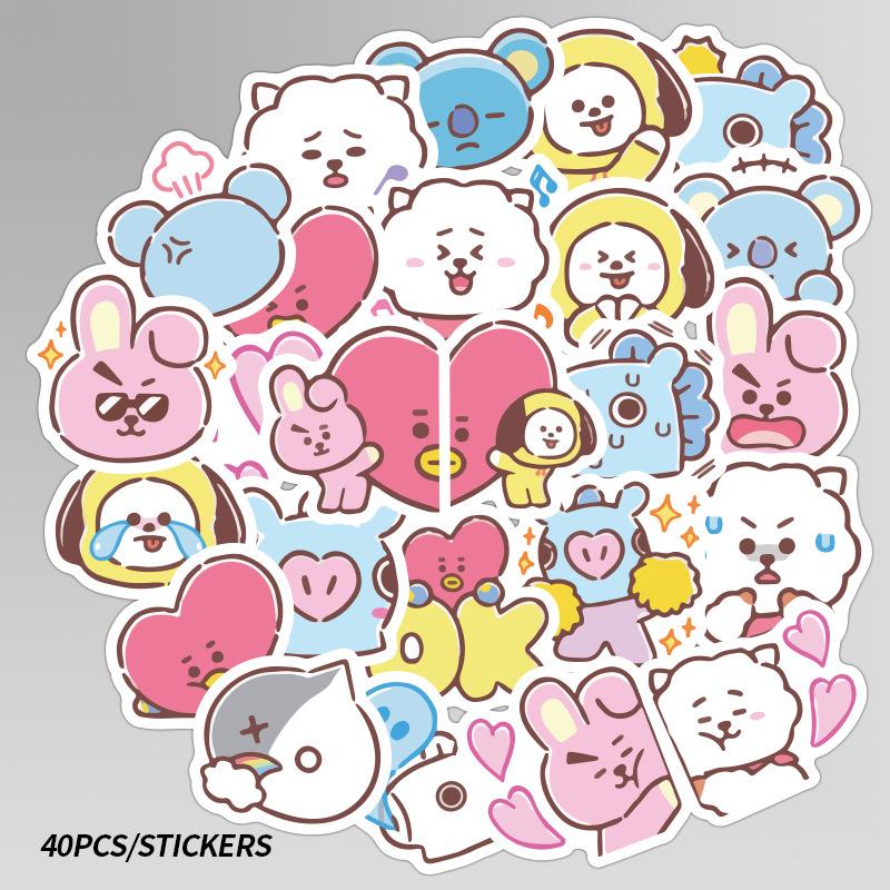 Buy 40pcs Kpop Bts Bt21 Stickers DIY Scrapbooking Album Luggage Laptop ...