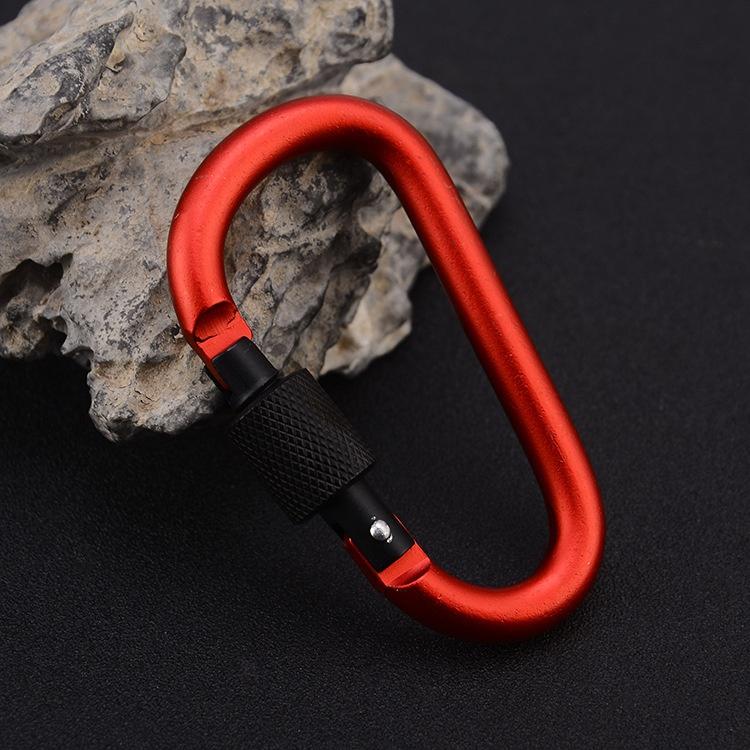 Buy Carabiner Clip Aluminum D-Ring Spring Screw Locking Buckle Hook D ...