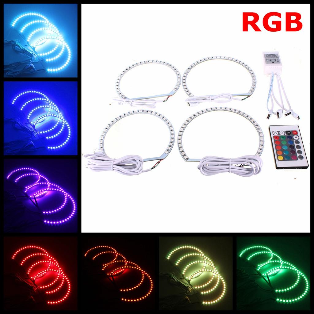 Rgb Led Angel Eye Rings Headlights with Clips for E36 E38 E39 E46 E53 ...