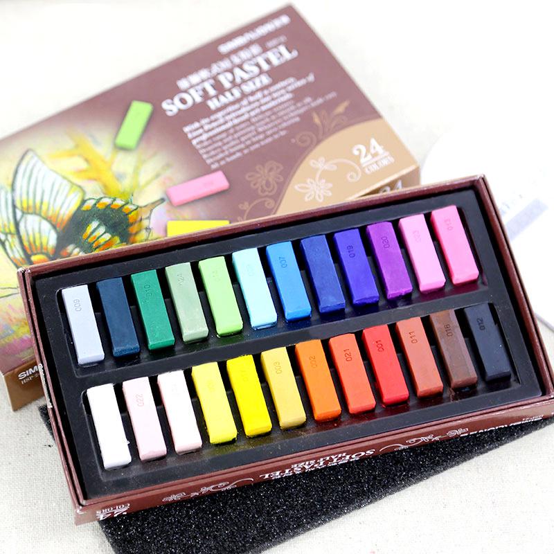 24 Color Soft Pastel Half Size Painting Stick Crayon Pencil Drawing ...