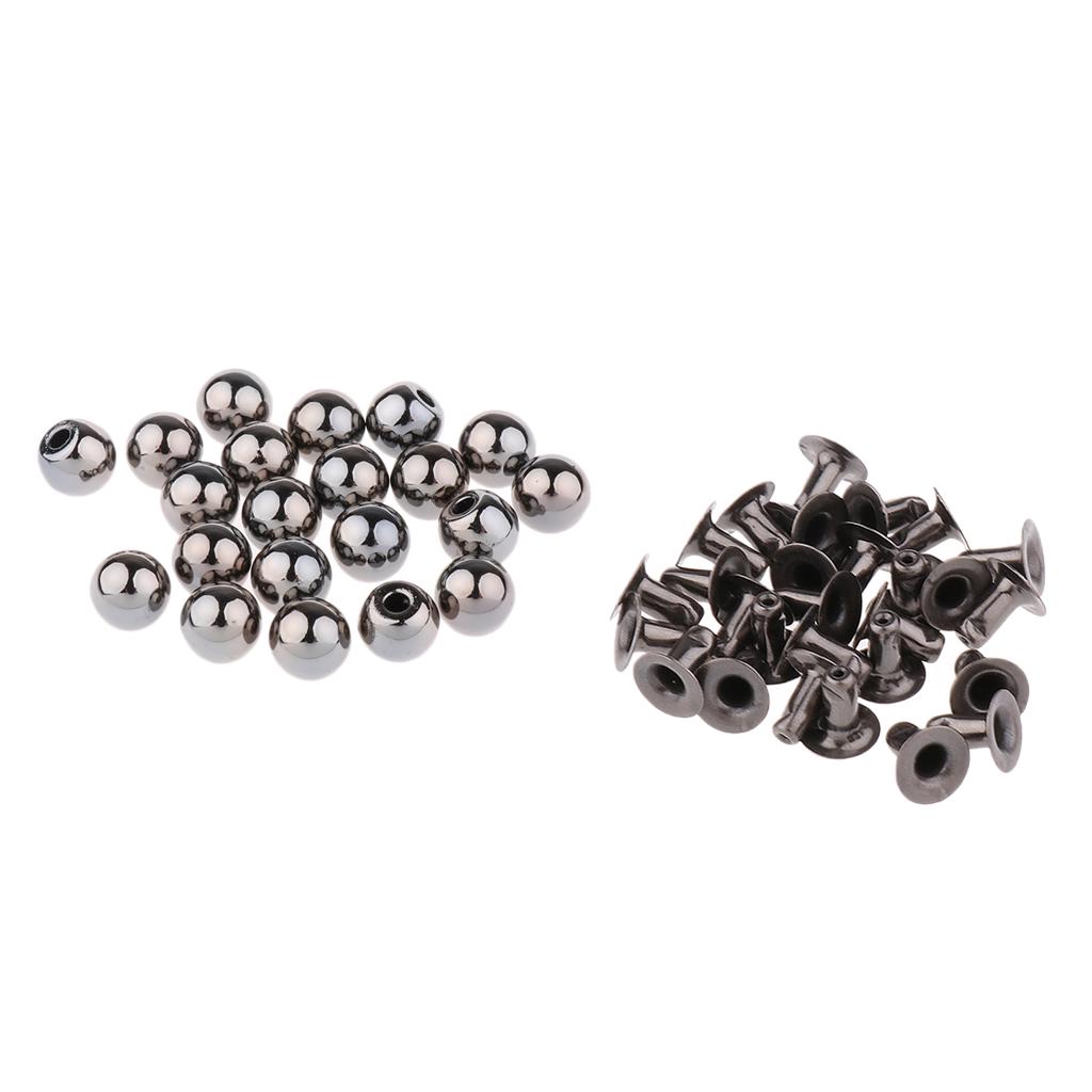 Buy 20 Sets Pearl Bead Rivet Studs Buttons Garment Accessories Black at ...