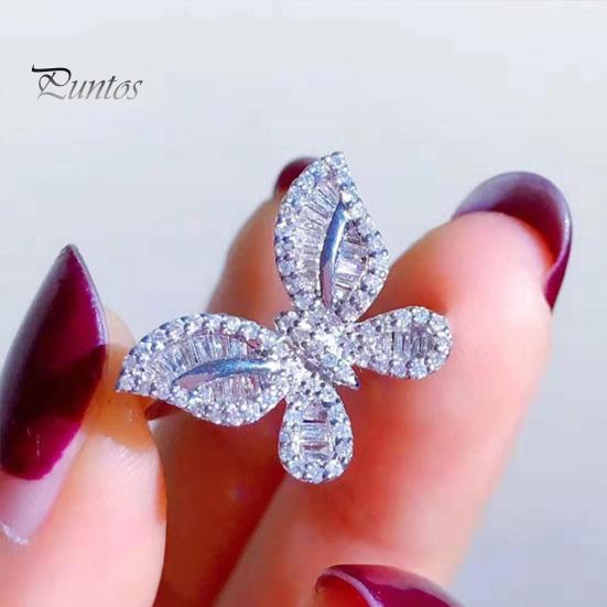 Women Jewelry Gift Vintage Cubic Zirconia Inlaid Butterfly Finger Ring ...