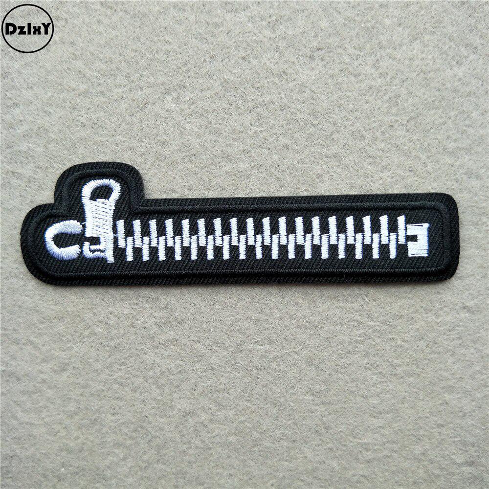 Buy 1 PCS Black and White Zipper Patches for Kids Iron On Embroidery ...