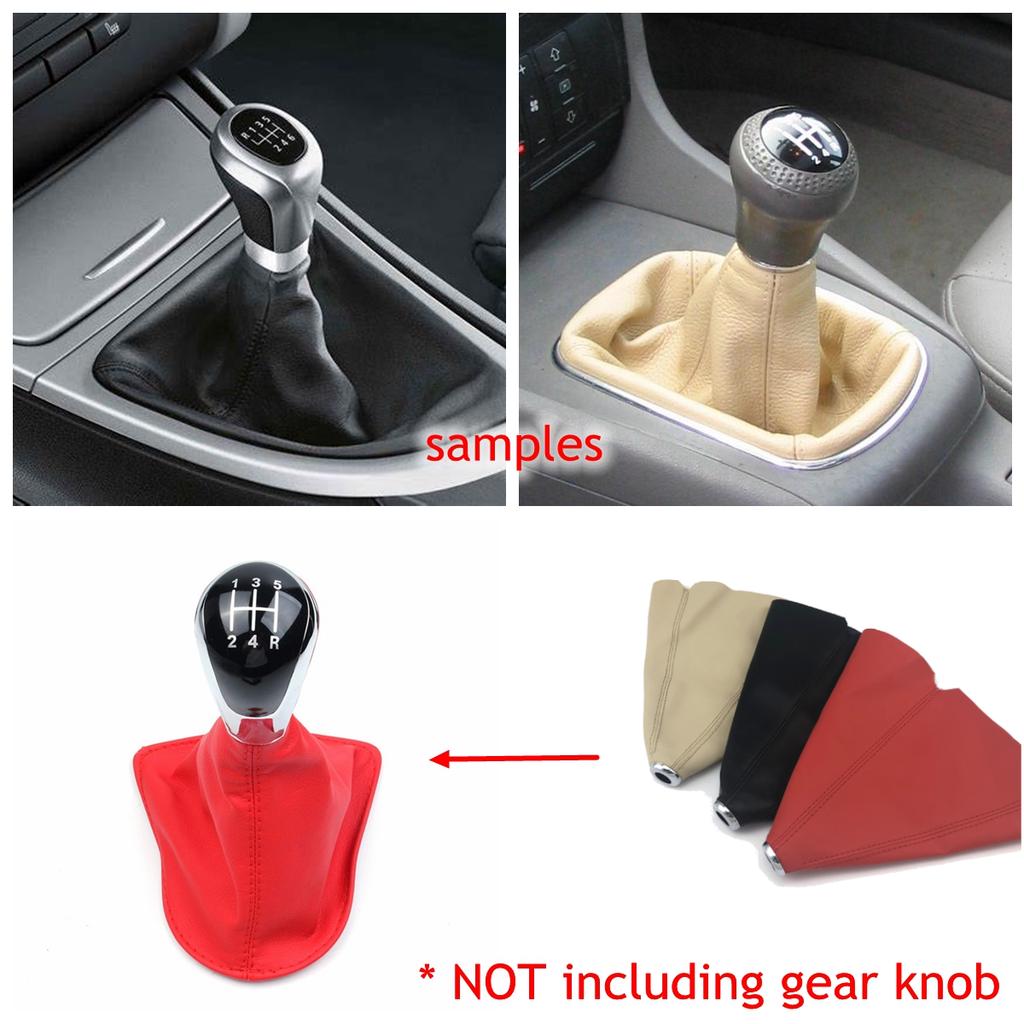 Buy Universal PU Leather Flannel Car Gear Shift Collars Covers Knob ...