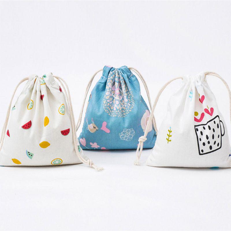 Buy Cotton Linen Drawstring Storage Bag Toy Shoes Laundry Organizer ...