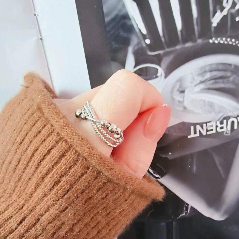 Satın alın Rotating Anti Anxiety Ring for Women Simple Double Layer Cross Beaded Adjustable Anti ...